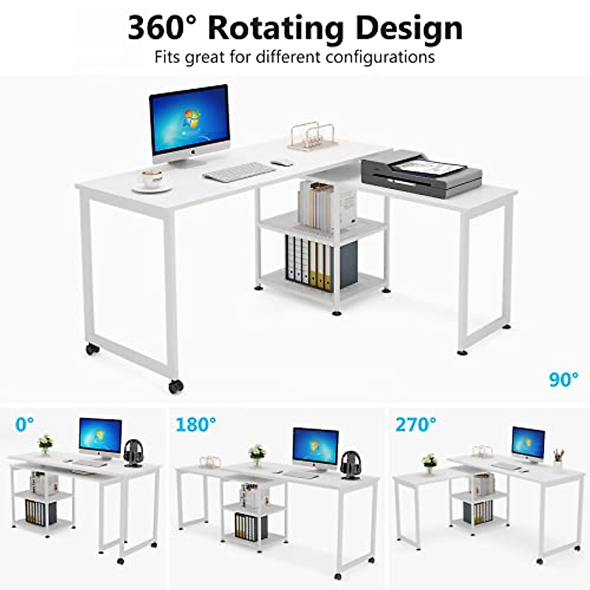 TRIBESIGNS WAY TO ORIGIN 55 Inch Reversible Office Desk, 360° Rotating ...