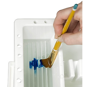 Creative Mark Brush Basin - All in One Unit for Storage, Shaping, Cleaning, and Soaking - 6.5 x 6.5 x 3.5" with Lid