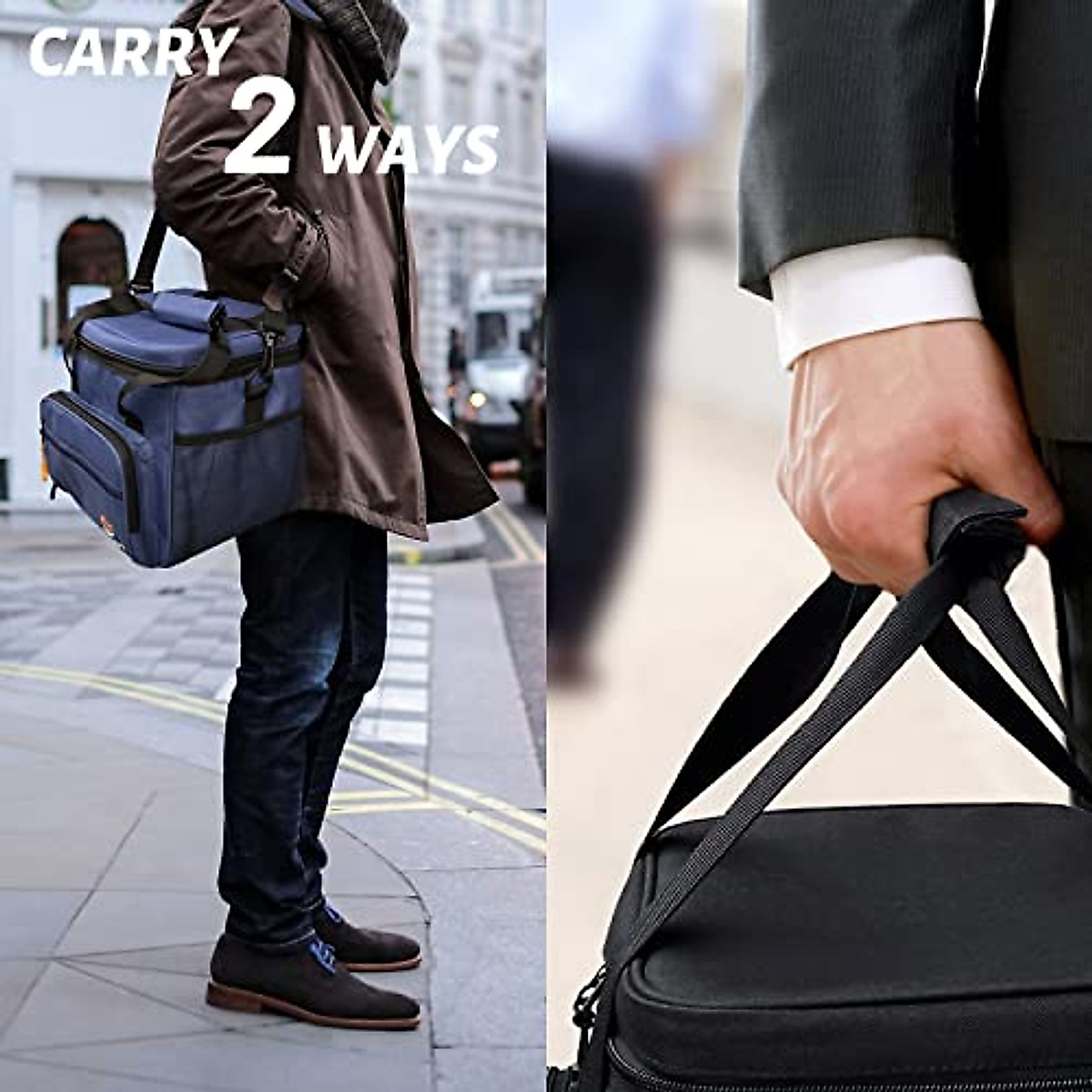 CaCTOUR Large Lunch Bag for Men - Insulated Mens Lunchbox for Work Office Picnic 24-Can (15L) Collapsible & Leakproof Cooler Bag with Adjustable Shoulder Strap for Adults （Black）