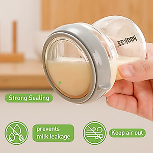 haakaa Breastmilk Storage Container Glass Baby Food Jar- Baby Food Storage Containers Leakproof Lid, Gen.3 Baby Bottle, Microwave and Freezer-Friendly,BPA-Free(Grey, 4.2oz/120ml, 1 pc)