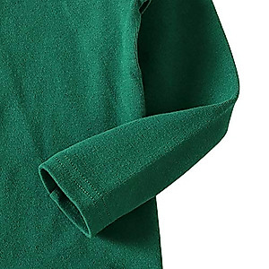 KISBINI Unisex Girls 100% Cotton Long Sleeve T-Shirt Top Tees Dark (6,Green)
