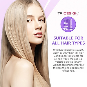 TRI Design Hydrating Conditioner for Women - Extra Moisturizing, Restorative Conditioner for Dry, Damaged, and Colored Hair - Adds Luminous Volume and Healthy Shine - 10.5 Fluid Oz