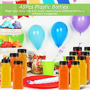 Mifoci 48 Pcs 6.7 oz Plastic Bottles with Caps Small Reusable Juice Containers with Lids Empty Clear Drink Containers for Fridge Mini Fridge Bottles for Water Milk Juicing Tea