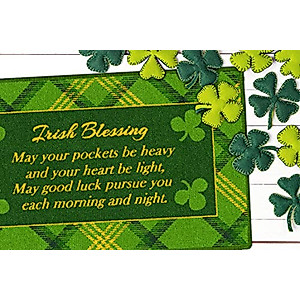 Brumlow MILLS Irish Blessing St. Patricks's Day Lucky Shamrock Washable Festive Print Indoor/Outdoor Rug for Living or Bedroom Carpet, Dining Area, Kitchen or Front Door Mat, 20" x 34"