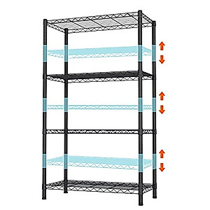 SINGAYE 4-Shelf Adjustable, Heavy Duty Storage Shelving Unit (350 lbs Loading Capacity per Shelf), Steel Organizer Wire Rack, Black (36" L x 14" W x 54" H)