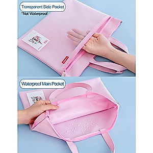 Pocket Small Size Desk Calculator and Large Double Pocket Waterproof File Bag with Handle Bundle