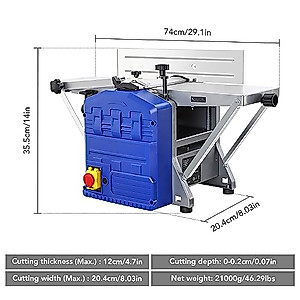 Power Benchtop Planer, Garvee 1250W Powerful Benchtop Planer Worktable Thickness Planer with Low Noise for both Hard & Soft Wood Planing & Thicknessing