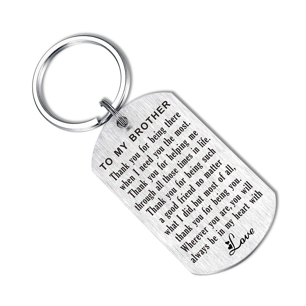 Gifts for Brother - Brother Birthday Gifts - Wherever You Are You Will Always Be in My Heart - Brother Birthday Christmas Graduation Keychain Necklace