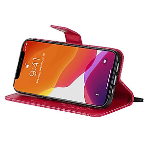Fansipro Phone Cover Wallet Folio Case for Oppo Reno 6 PRO Plus 5G, Premium PU Leather Slim Fit Cover for Reno 6 PRO Plus 5G, 2 Card Slots, Exact Fitting, Red