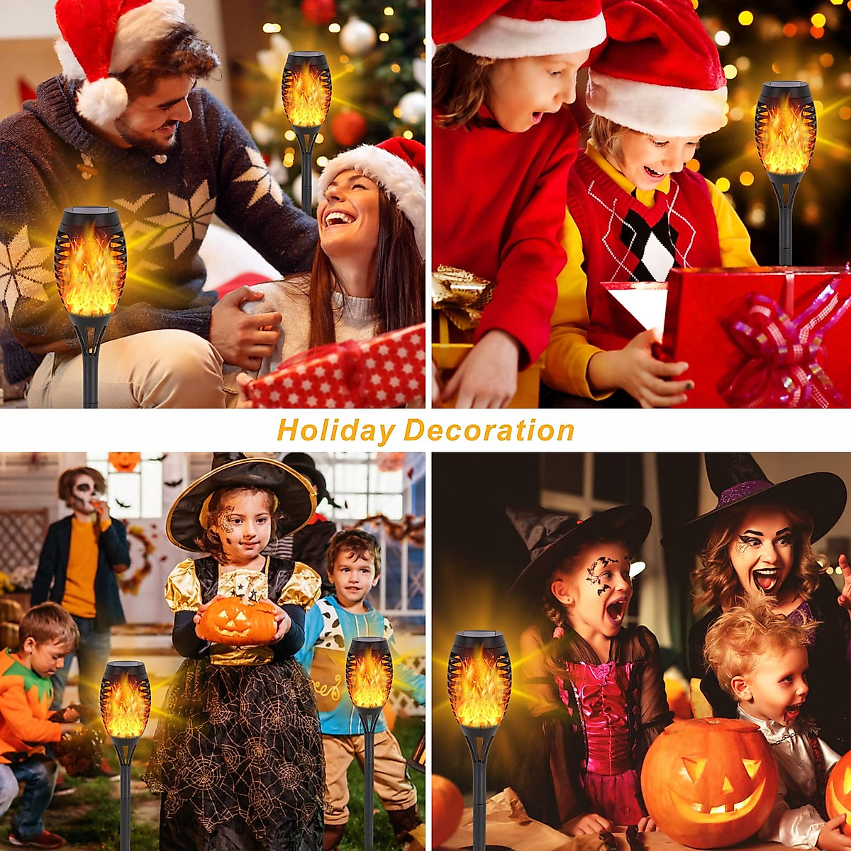 RIDALUX Solar Outdoor Lights Decorative with Flickering Flame: 12Pack Mini Solar Landscape Lights Waterproof - LED Torch Lights for Yard Patio Pathway (Yellow)