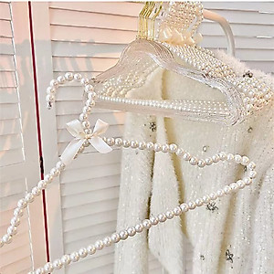 QTMY 20 Pack White Pearl Bow Clothes Hanger for Bride Wedding Dress,Shirt Bra Clothing Hangers (20 Pack)