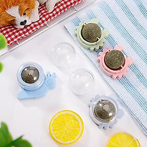 Catnip Wall Toys, 4 Pack Cat Toys, Rotatable Silvervine Catnip Lickable Balls, Healthy Catnip Wall Ball, Cat Chew Toy, Teeth Cleaning Cat Bite Toy, Cat Wall Treats