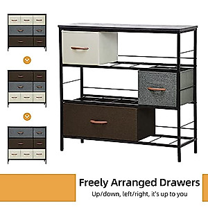 YITAHOME 7 Drawer Dresser for Bedroom Storease Series, Fabric Dresser Storage Drawer Unit for Bedroom/Living Room/Closets, Sturdy Steel Frame, Wood Top, Multi-Espresso