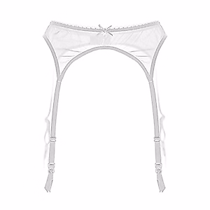 Varsbaby Women Sexy Suspender Belt with Stockings Plus Size Garter Belts and Stocking Sets (M,White)