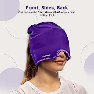 Magic Gel Migraine Ice Head Wrap | Real Migraine & Headache Relief | The Original Headache Cap | Cold, Comfortable, Dark & Cool; Endorsed by Physicians, Loved by Thousands - (Purple)