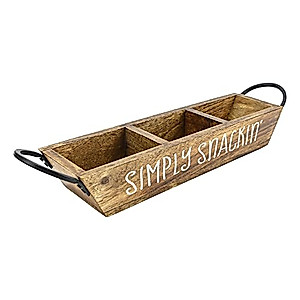 Simply Snackin 3 Section Divided Wood Snack Tray