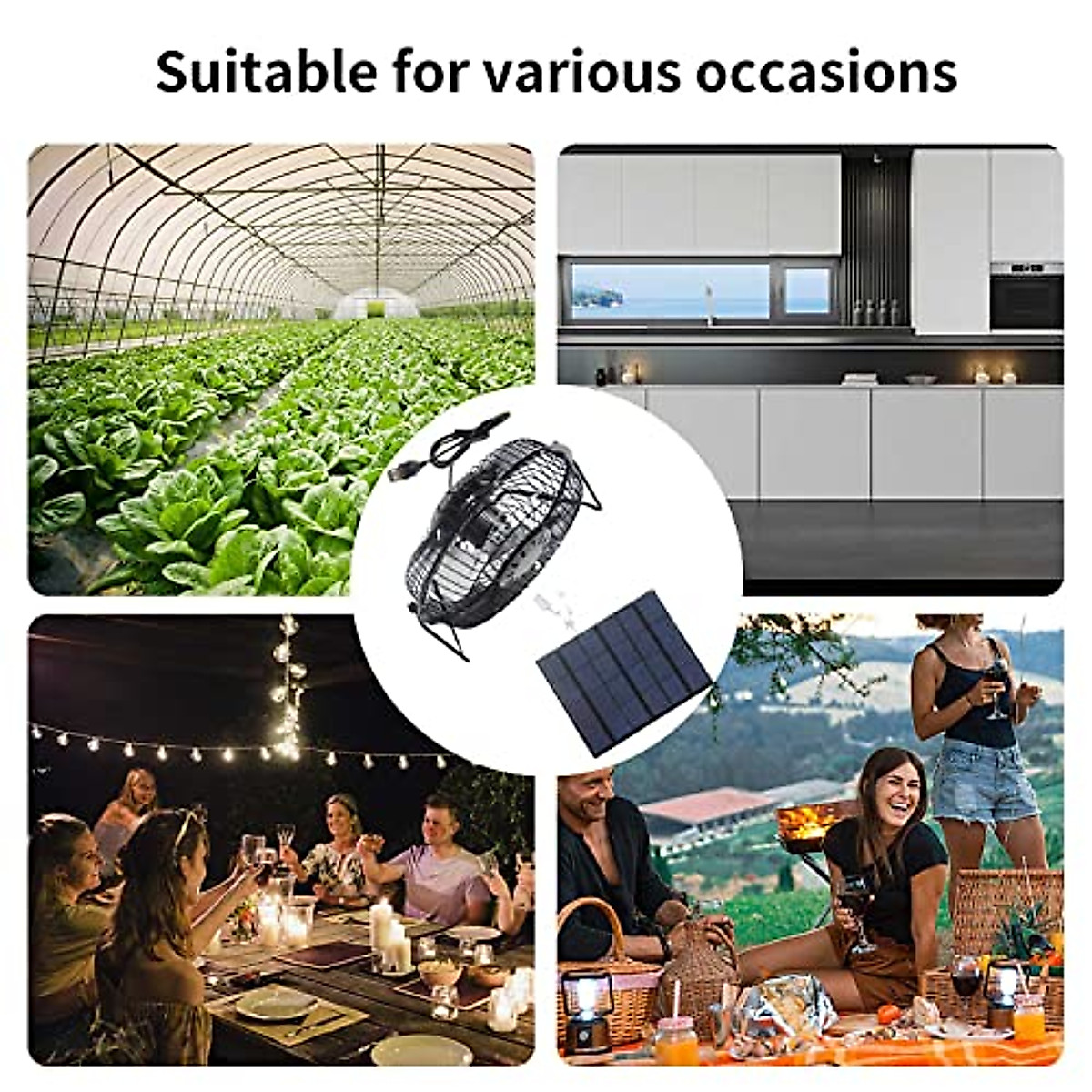 5w Solar Powered Exhaust Fan for Shed Fan Waterproof Solar Powered Fan Kit for Chicken Coop, Pet Houses, and Windows, Solar Fan for Greenhouse USB Solar Roof Fan Cool Stuff