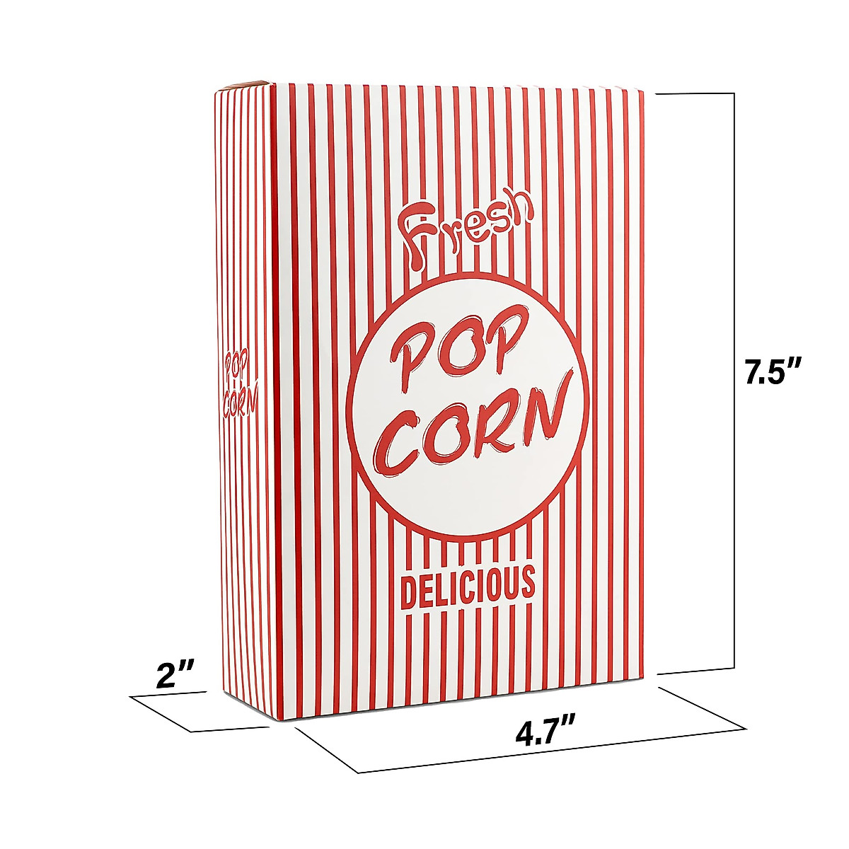 MT Products Popcorn Boxes for Party or Movie Night - 1.25 oz. (Pack of 50) - #3 Popcorn Buckets With Close Top