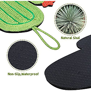 Ferret Scratch Pad - Sisal Cactus Scratcher with Hanging Rope Non-Slip Scratching Pad Rug for Wall or Floor Use, Durable Small Animal Sleeping Mat for Indoor Ferret Grinding Claws (Green Cactus)