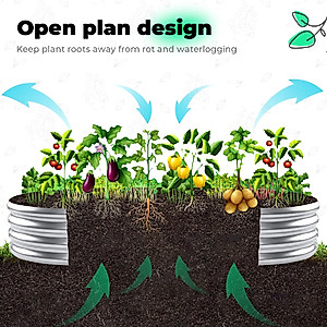 AHEONLAR Galvanized Raised Garden Bed Kit, Oval Large Metal Planter Box, Sturdy and Durable, Garden Boxes Outdoor Raised for Vegetables, Fruits, Flowers and Herbs, 4x2x1ft (Silver)