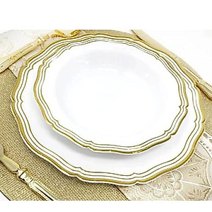 Elegant Aristocrat Collection White/Gold Dessert Bowls (Pack of 10) - Unmatched Quality - Perfect for Dinner Parties & Special Occasions