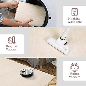 RUGSREAL Solid Area Rug 9x12 Large Living Room Rug Stain Resistant Dining Room Throw Carpet Modern Washable Area Rug Non-Slip Low Pile Rug for Bedroom Home Decor Office, 9' x 12' Ivory Beige