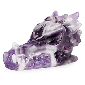 Artistone 2" Crystal Dragon Head Skull Statue, Hand Carved Realistic Dragon Gem Figurines Healing Stone Sculpture for Home Decor with Gift Box