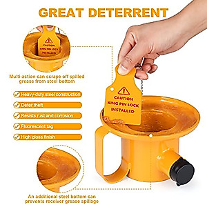 EZOOOOIU 5th Wheel King Pin Lock, Heavy Duty Steel Security Anti-Theft Lock with Bright Yellow Warning Caution Tag, 5th Wheel Lock for Semi/RVs/Container/Trailers