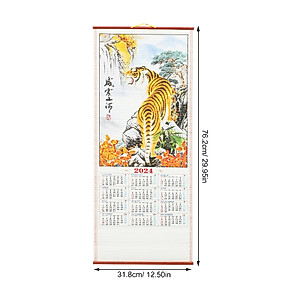 Garneck 2024 Chinese Wall Scroll Calendar, Paper Calendar Year of the Dragon Wall Calendar Chinese New Year Calendar Reel Calendar Planner