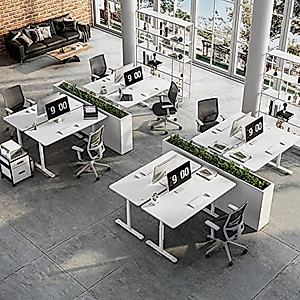 It's_Organized Gaming Desk, 60 Inch White I Shaped Computer Desk PC Gamer Desk Study Writing Laptop Table Workstation with Free Mouse Pad, Computer Workstation for for Home Office Gaming Working