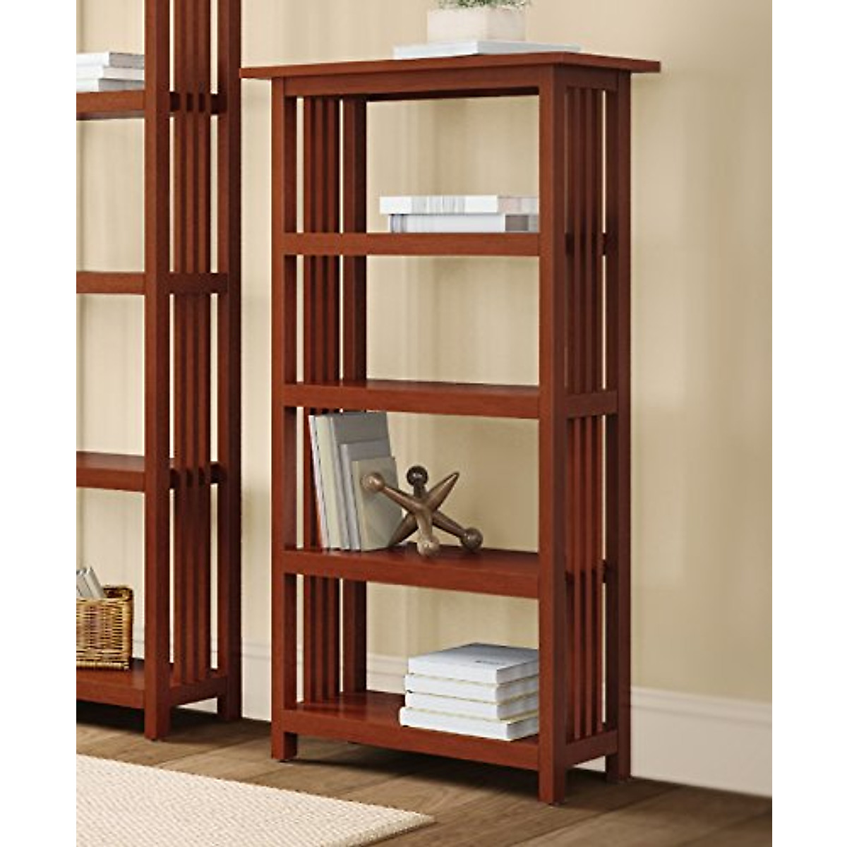 Mission 48" H Bookcase with 4 Shelves, Cherry