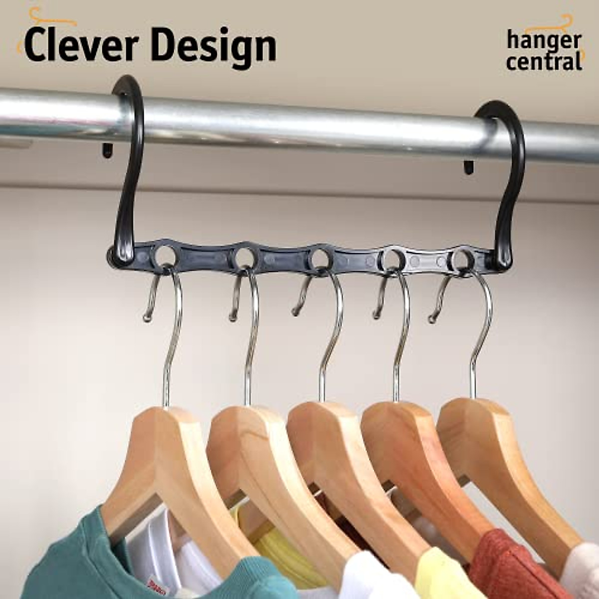 Hanger Central 10 Pcs Space Saving Hangers for Clothes - Multi-Hangers, Space Saver Hangers for Closet Organizing, Hangs 10 Clothes Horizontally and 5 Clothes Vertically