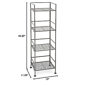 Seville Classics Iron Slat Tower Shelving, 4-Tier (Pewter)