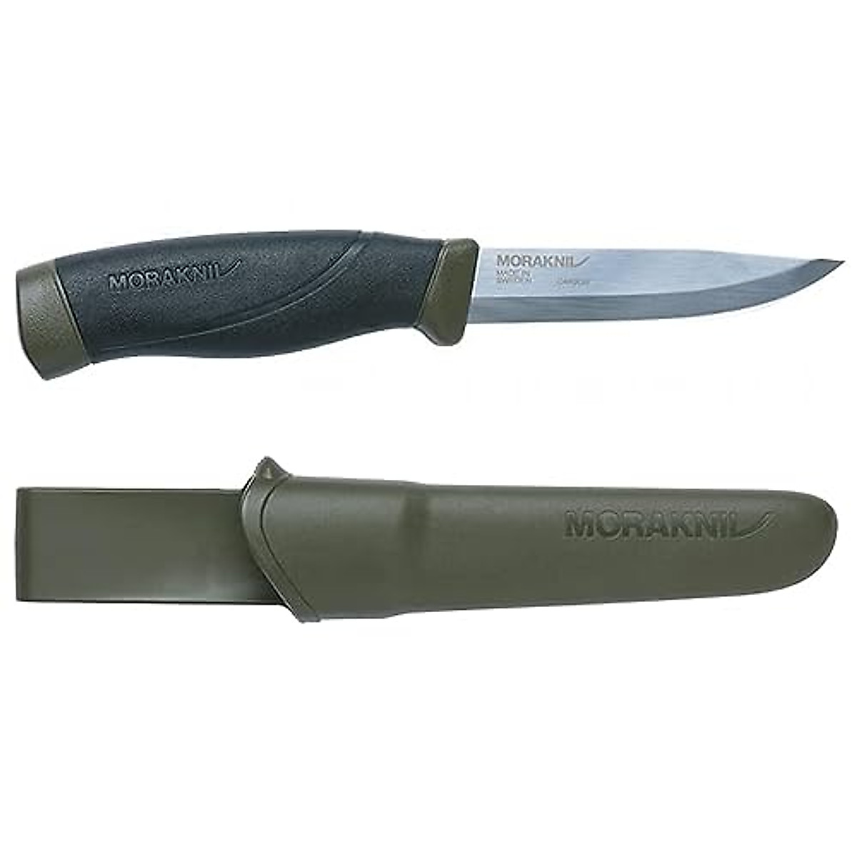 Morakniv Companion Heavy-Duty Sandvik Carbon Steel Fixed-Blade Knife with Sheath, 4.1 Inch