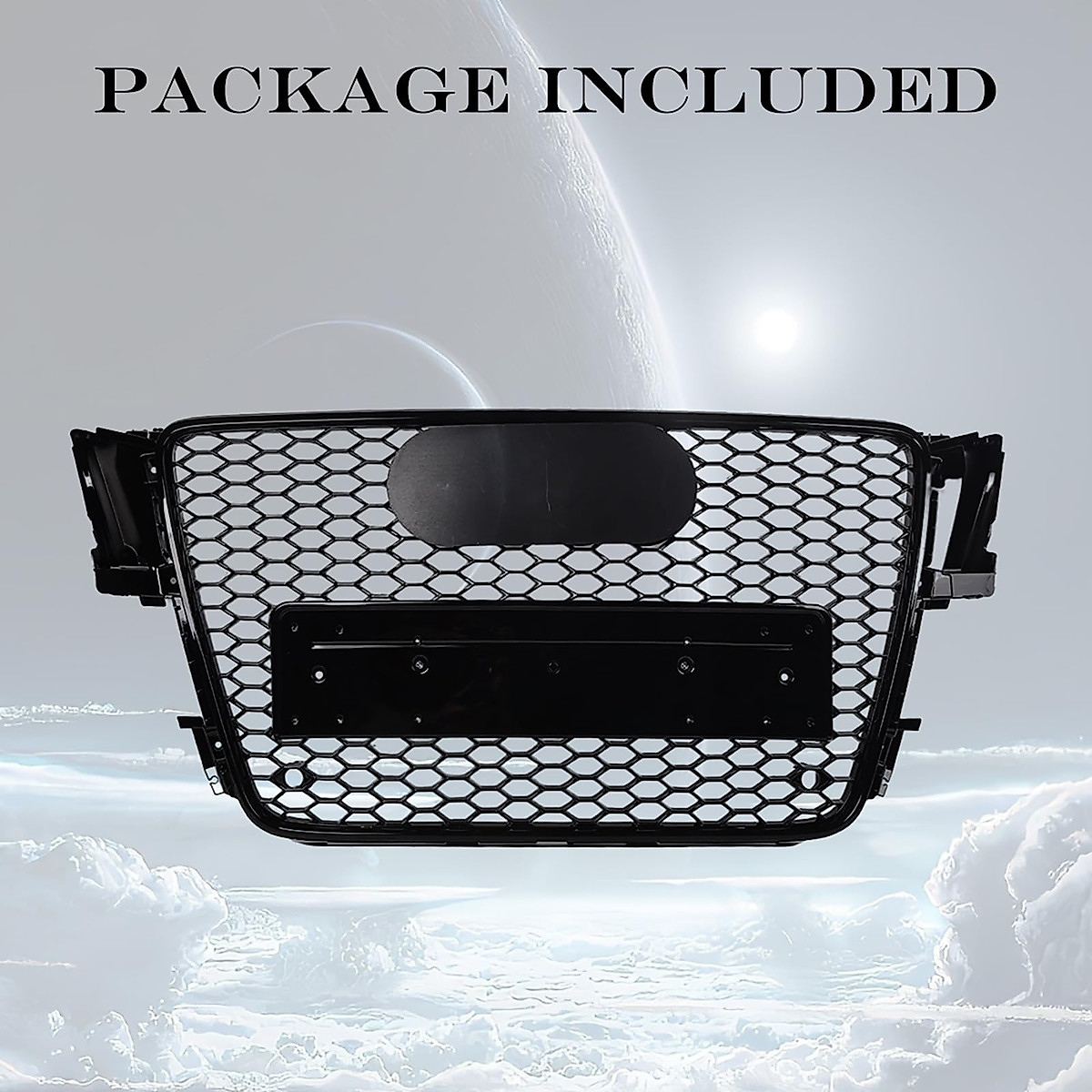 TOPAZ Front Mesh RS5 Style Bumper Hood Hex Grille Black Compatible with 2008-2012 Audi A5/S5 B8 8T