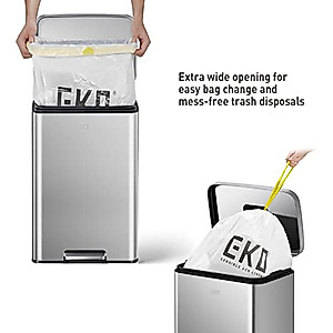 EKO Madison Matte Stainless 50 Liter/13.2 Gallon Step Trash Can w/Inner Liner - Fingerprint Resistant Finish