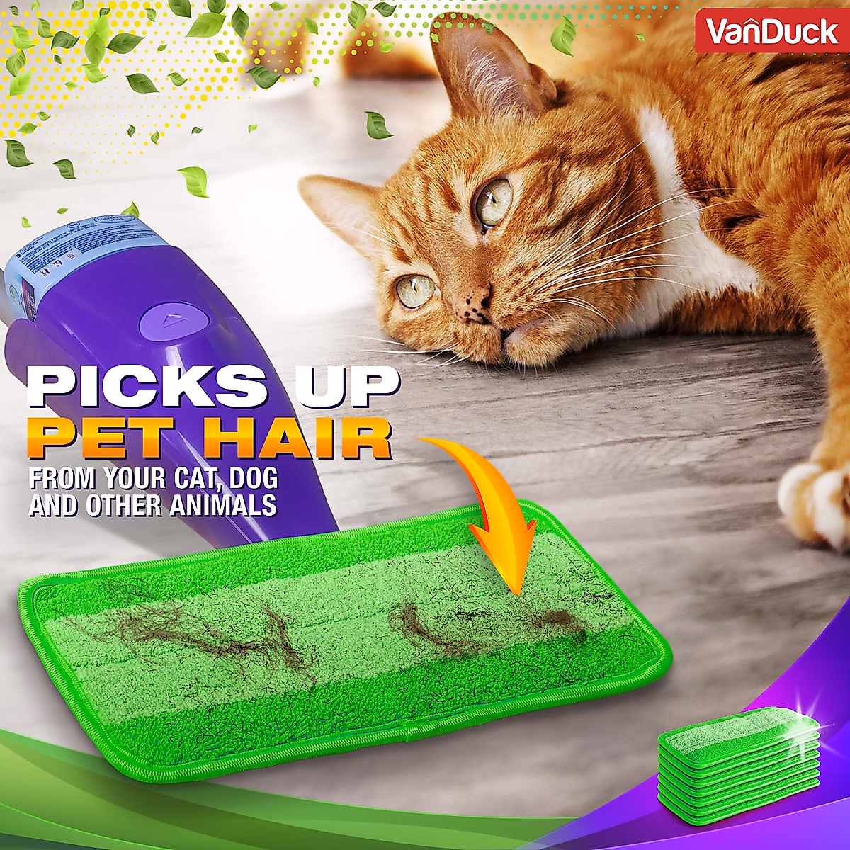 VanDuck Reusable Mop Pads Compatible with Swiffer WetJet (2 Pack) - Microfiber Mop Refill for Wet Mopping Cloths - Hardwood Floor Cleaning Spray Pads are Reusable Replacements