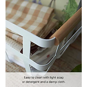 YAMAZAKI home 2507 Storage Basket-Dual Handle Organizer, One Size, White