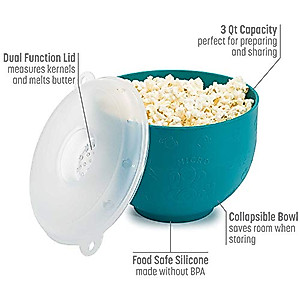 Goodful Silicone Popcorn Popper, Collapsible Hot Air Microwavable Popcorn Maker, Bowl Made without BPA, Teal
