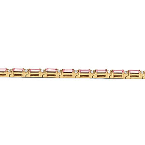 PalmBeach Yellow Gold-plated Emerald Cut Simulated Birthstone Tennis Bracelet (3mm), Box Clasp, 7.5 inches Month 6