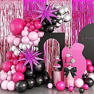 4 Pack 3.3×6.5 ft Pink and Rose Red Metallic Tinsel Foil Fringe Curtains Photo Booth Backdrop Decor Streamers Fringe Backdrop for Birthday Wedding Engagement Baby Shower Holiday Party Decorations