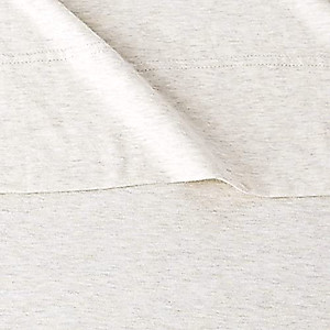 Amazon Basics 4 Piece Bed Sheets Set, 100% Cotton Jersey, Includes Super Soft, Flat and Fitted Sheets, Pillowcase, Full, Oatmeal, Solid