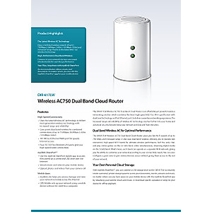 D-Link Wireless AC 750 Mbps Home Cloud App-Enabled Dual-Band Broadband Router (DIR-817LW)