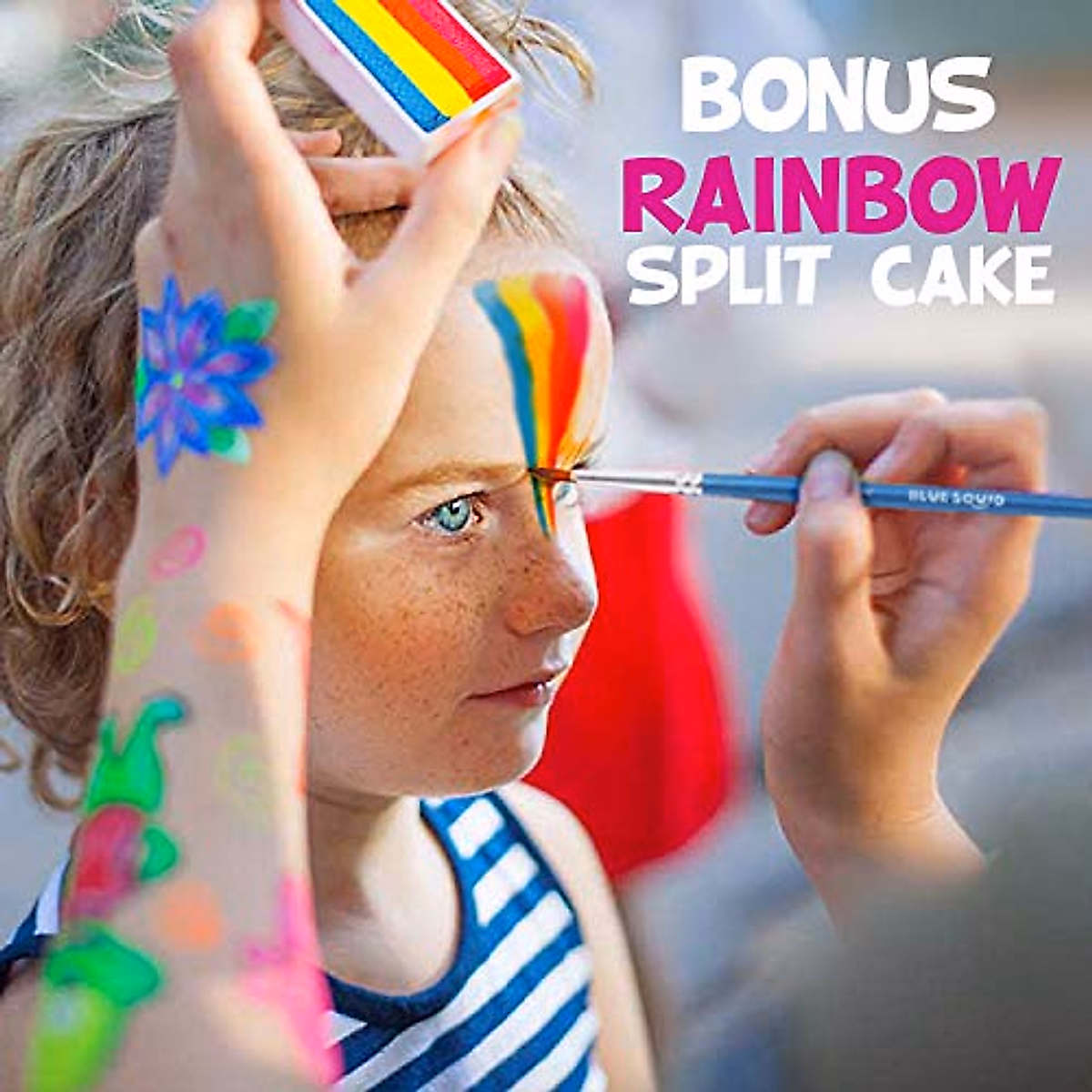 Blue Squid Face Painting Kit for Kids - 22 Color 160pcs Kids Face Paint Kit with Stencils & Book, Halloween Makeup Kit, Professional Face Paint Kids Face Painting Kit Non Toxic Face Paint Kit for Kids