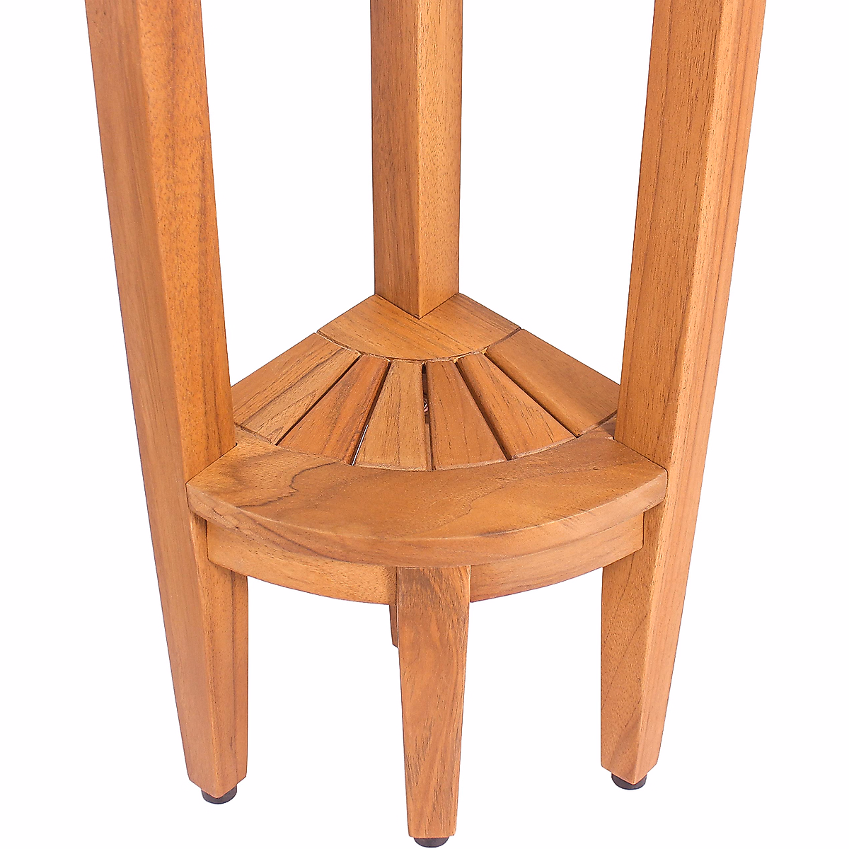 AquaTeak Kai Teak Corner Bath Shelf with Angled Shaving & Washing Foot Rest