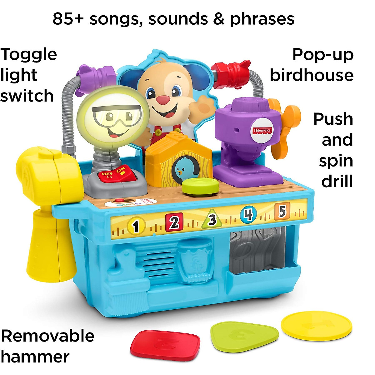 Fisher-Price Baby & Toddler Toy Laugh & Learn Busy Learning Tool Bench Construction Activity for Pretend Play Infants Ages 6+ Months