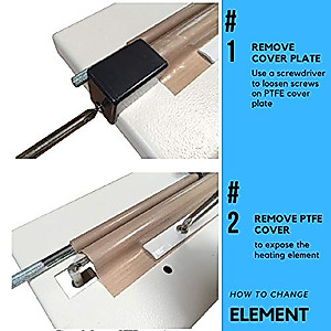 Replacement PTFE Kit for Long 24" 780W Impulse Heat Sealer Machine for Wide Plastic Poly Bag - 2 Heating Elements, 2 PTFE Cover