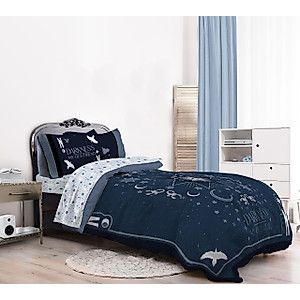 Jay Franco Wednesday Addams Twin Size Comforter Set - 5 Piece Bedding Includes Sheet Set & Pillow Covers - Blue Stars Super Soft Cozy Bedding