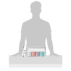 Rosanna Pansino x iDesign Recycled Plastic Kitchen Storage Bins, Includes 1 Large Bin with Lid and 4 Small Bins, Multicolored Bins/Marshmallow Lid, 6” x 12” x 6”