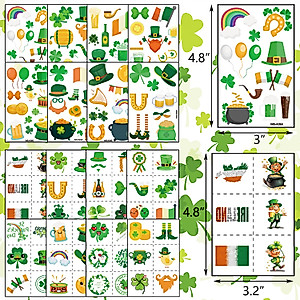 128 Pcs St Patricks Day Tattoos Temporary Shamrock Tattoos for Irish St Patricks Day Decorations Party Favors,16 Sheets